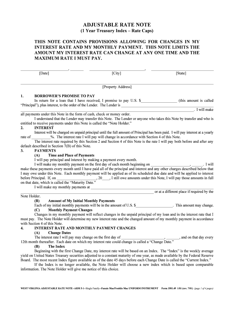 ADJUSTABLE RATE NOTE: Fill out & sign online | DocHub
