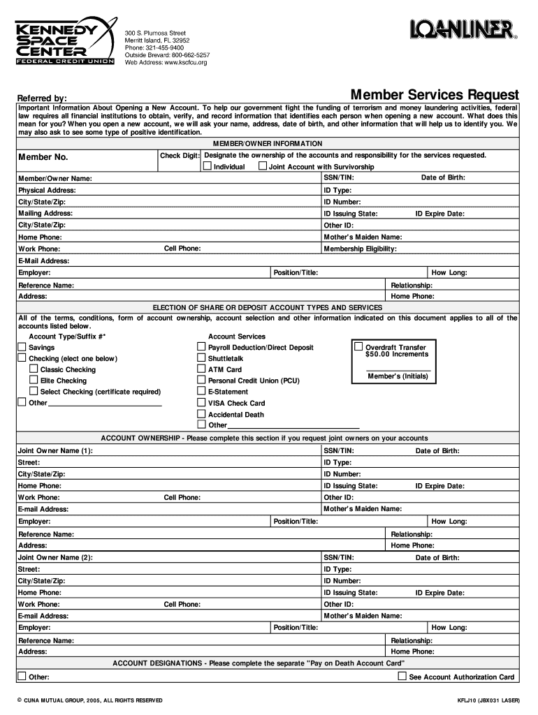 Fillable Online Member Services Request Fax Email Print - pdfFiller