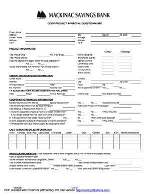 Fillable Online COOP PROJECT APPROVAL QUESTIONNAIRE 120406 1 of 2 Fax ...