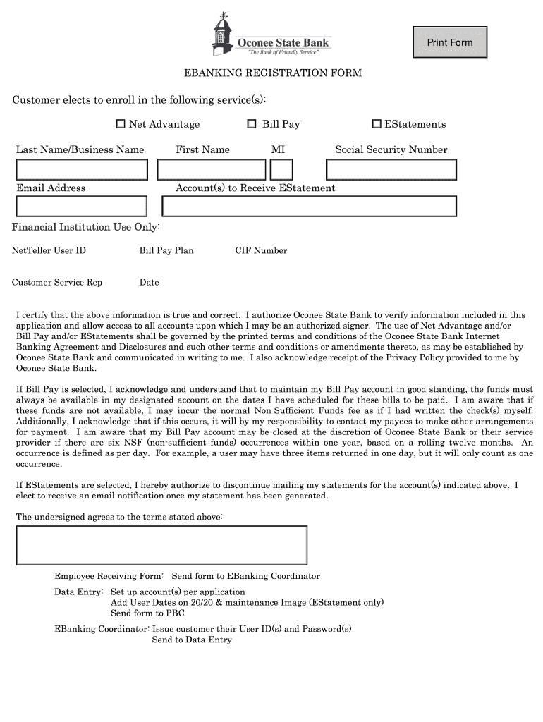 Fillable Online Ebanking Registration Form Fax Email Print - pdfFiller