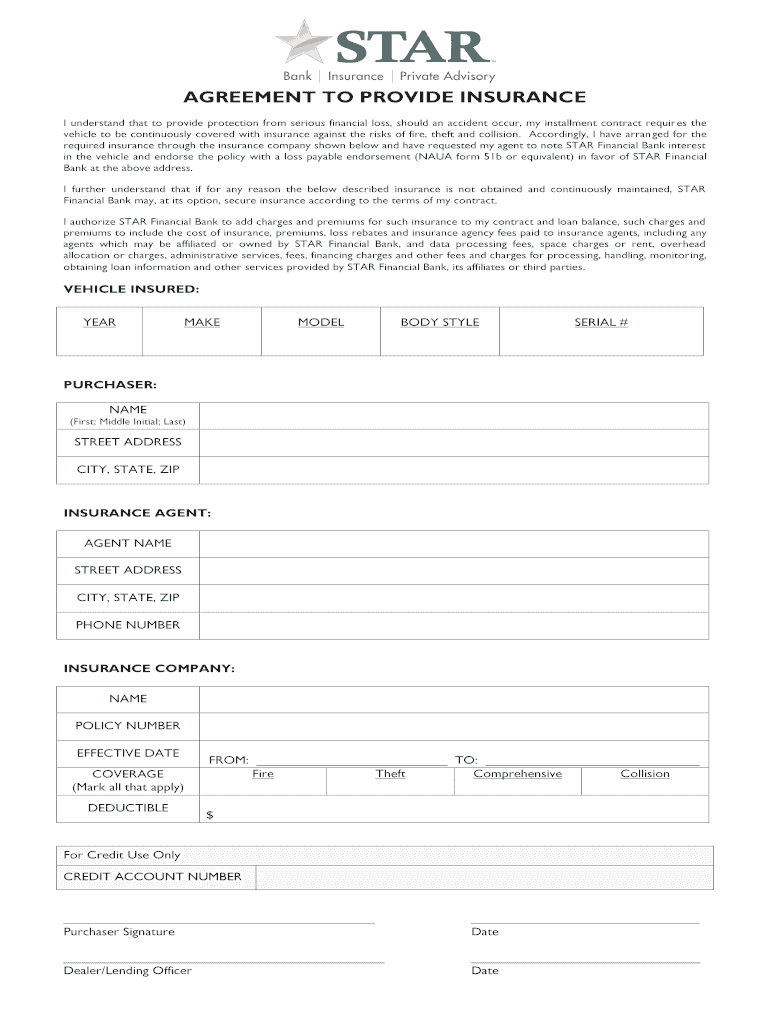 Fillable Online Agreement to Provide Insurance Fax Email Print - pdfFiller