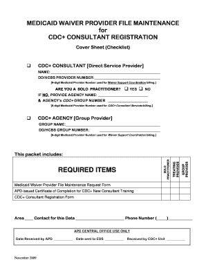 Fillable Online apdcares MEDICAID WAIVER PROVIDER FILE MAINTENANCE for ...