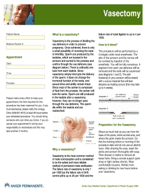 Fillable Online mydoctor kaiserpermanente Vasectomy - My Doctor Online ...