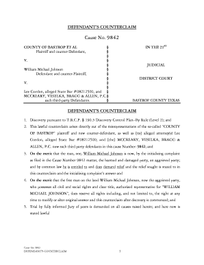 Fillable Online DEFENDANTS COUNTERCLAIM Fax Email Print - pdfFiller