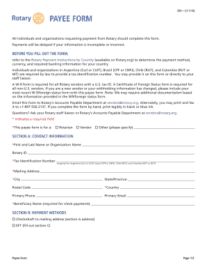 Fillable Online rotary PAYEE FORM - Rotary Fax Email Print - pdfFiller