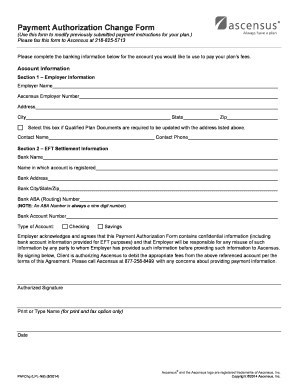 Fillable Online Payment Authorization Change Form - Ascensus Fax Email ...