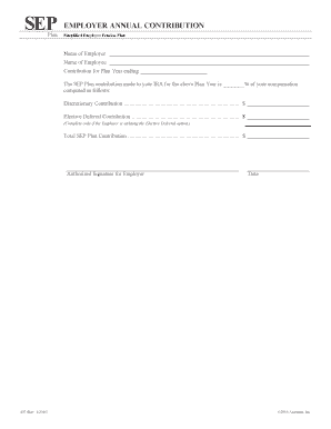 Fillable Online SEP EMPLOYER ANNUAL CONTRIBUTION - Ascensus Fax Email ...