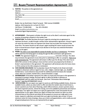 Fillable Online BuyerTenant Representation Agreement - San Jac Real ...