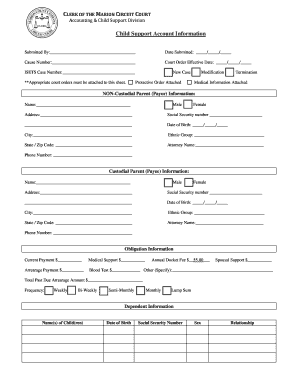 Fillable Online indybar Child Support Account Information Fax Email ...