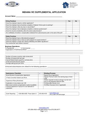 Fillable Online INDIANA WC SUPPLEMENTAL APPLICATION Fax Email Print ...