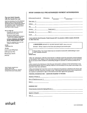 Fillable Online Pre-Authorized Payment Authorization form - Intuit ...