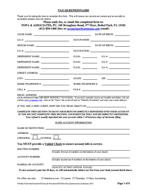 Fillable Online Tax Questionnaire amp Checklist - securebemochilacomb ...