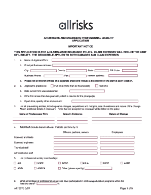 Fillable Online AE Professional Liability Application ver 05 Fax Email ...