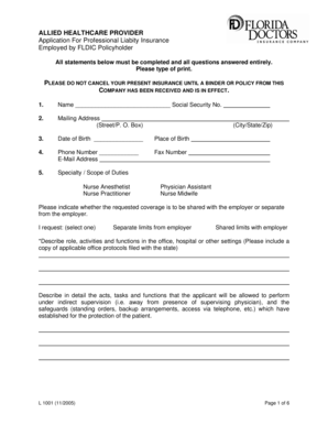 Fillable Online ALLIED HEALTHCARE PROVIDER Application For Professional ...