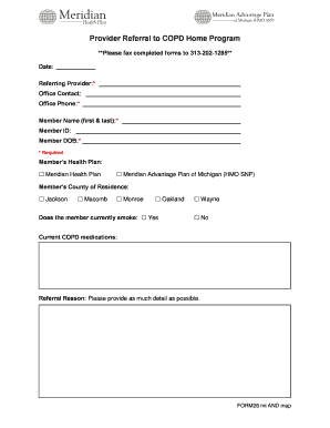 Fillable Online Provider Referral to COPD Home Program - mhplancom Fax ...
