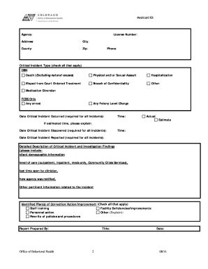 Fillable Online bhicares Critical Incident Reporting Form - Behavioral ...