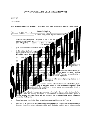 Fillable Online OWNERSSELLERS CLOSING AFFIDAVIT Fax Email Print - pdfFiller
