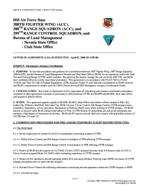 Fillable Online airspacecoordination LETTER OF AGREEMENT LOA ...