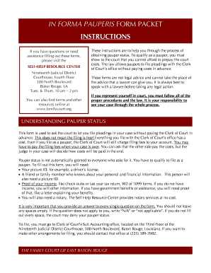 Fillable Online IN FORMA PAUPERIS FORM PACKET Fax Email Print - pdfFiller