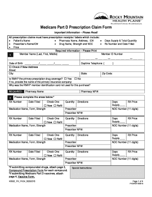 Fillable Online rmhp PH24 -Medicare Part D Prescription Claim Form R03 ...