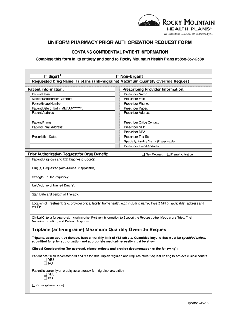 Fillable Online rmhp Triptans (anti-migraine) Fax Email Print - pdfFiller