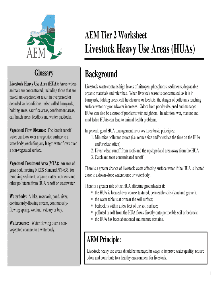 Fillable Online agriculture ny AEM Tier 2 Worksheet Livestock Heavy Use ...