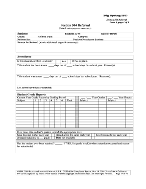 Fillable Online bsisd esc18 Section 504 Referral Form 4 page 1 of 4 ...