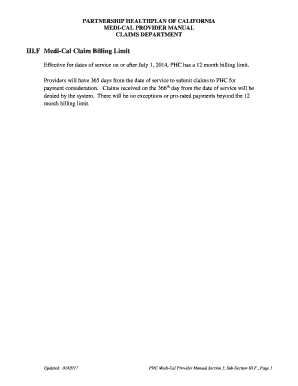 Fillable Online F Medi-Cal Claim Billing Limit Fax Email Print - pdfFiller