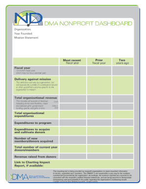 Fillable Online DMA NONPROFIT DASHBOARD Fax Email Print - pdfFiller
