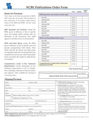 Fillable Online ncbex NCBE Publications Order Form - Home - NCBE Fax ...