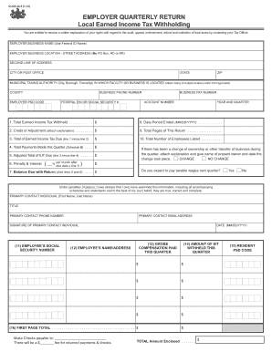 Fillable Online wctcd EMPLOYER QUARTERLY RETURN Local Earned Income Tax ...