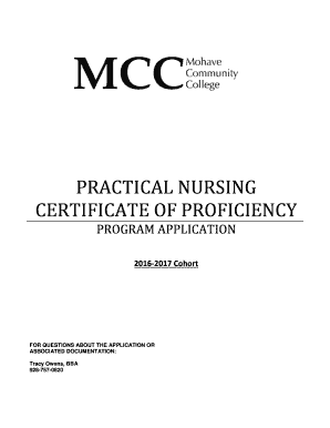 Fillable Online mohave PRACTICAL NURSING CERTIFICATE OF PROFICIENCY Fax ...