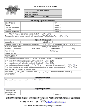 Fillable Online wsp wa MOBILIZATION REQUEST - Washington State Patrol ...