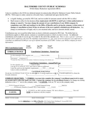 Fillable Online bcps 403b 2016 SRA Form - bcps Fax Email Print - pdfFiller