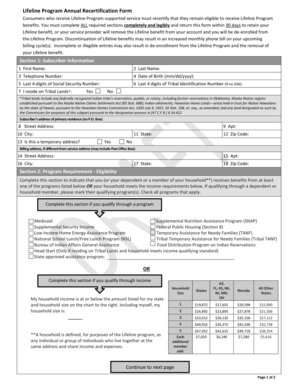 Fillable Online usac Lifeline Program Annual Recertification Form ...