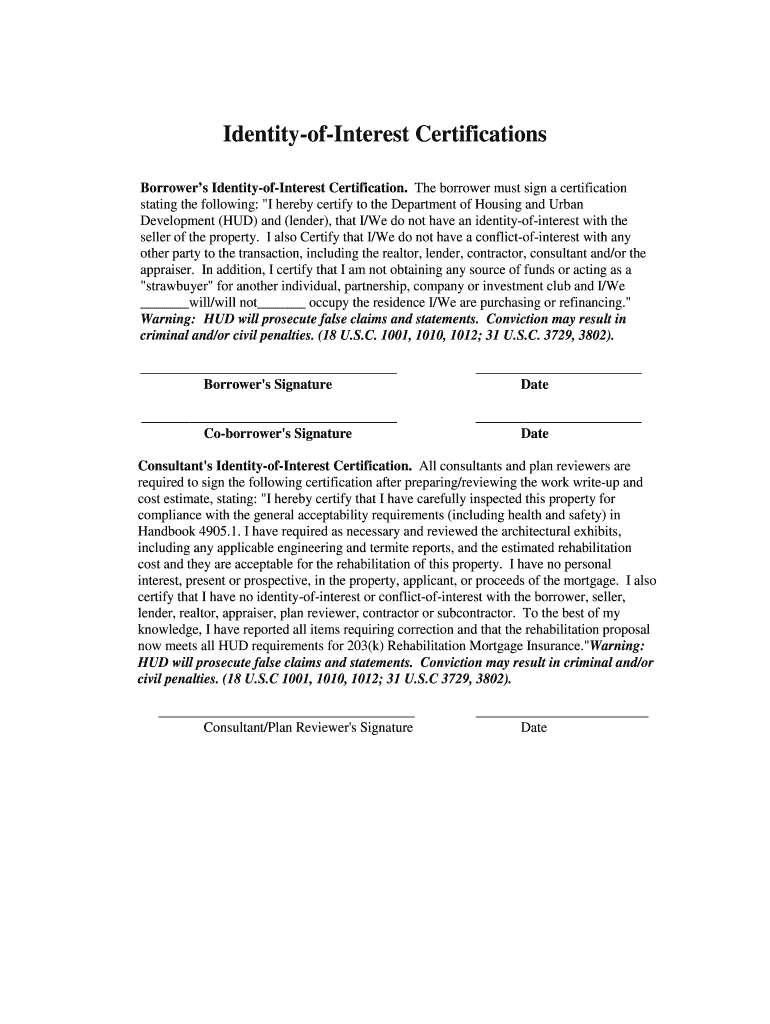 Fillable Online Identity-of-Interest Certifications Fax Email Print ...