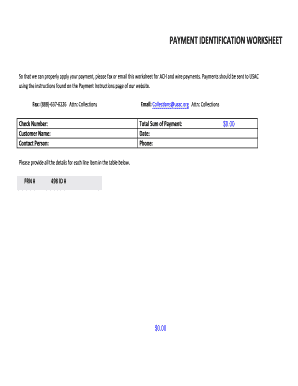 Fillable Online usac PAYMENT IDENTIFICATION WORKSHEET - USACorg - usac ...
