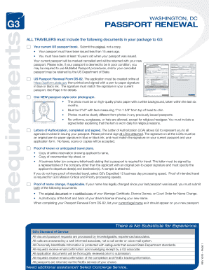 Fillable Online PASSPORT RENEWAL Requirements - G3 Visas Passports Fax ...