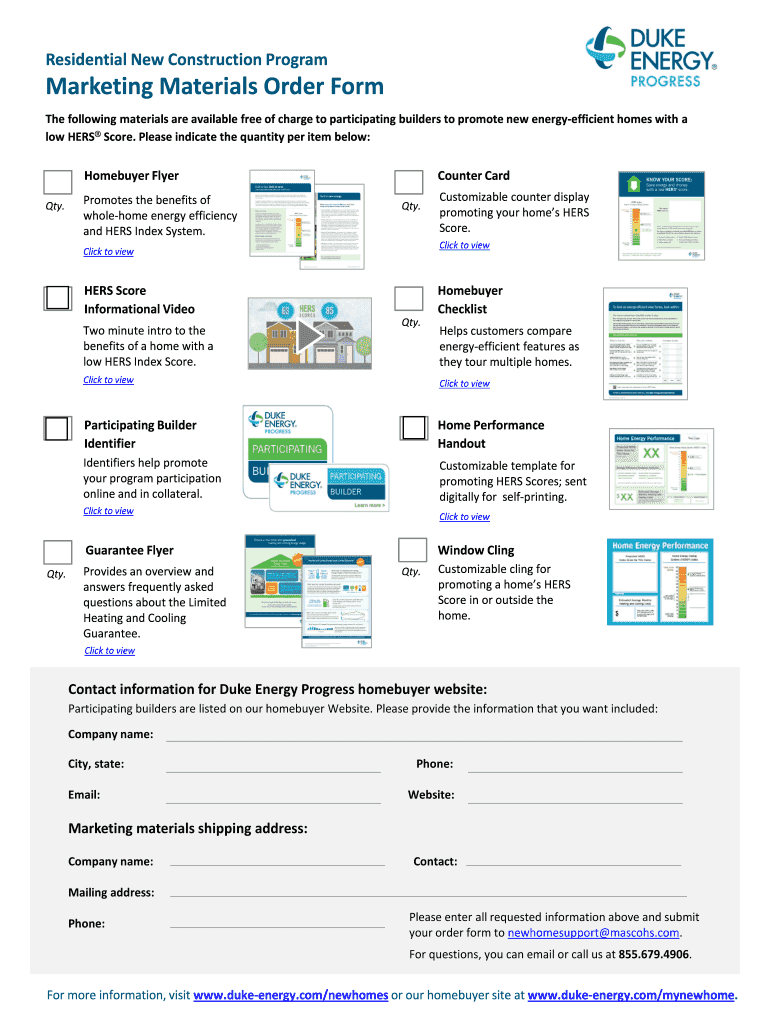 Fillable Online Residential New Construction Program Marketing Materials Fax Email Print - pdfFiller