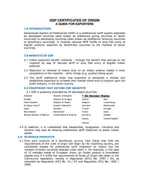 Fillable Online GSP CERTIFICATES OF ORIGIN Fax Email Print - pdfFiller