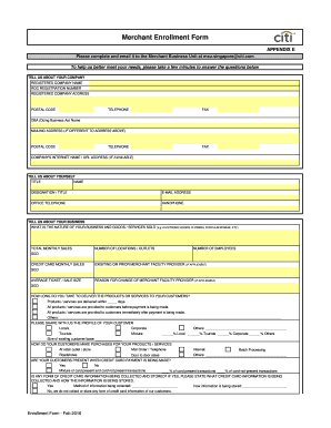 Fillable Online citibank com Merchant Enrollment Form - Citibank ...