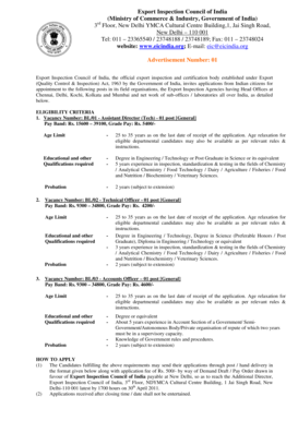 Fillable Online Export Inspection Council of India Ministry of Commerce ...