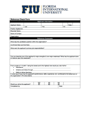 Fillable Online hr fiu Reference Check Form - Florida International ...