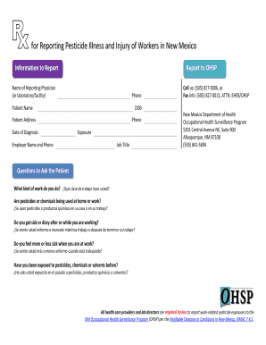 Fillable Online nmhealth Information to Report Report to OHSP Fax Email ...