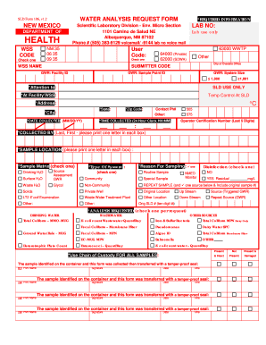 Fillable Online nmhealth WATER MICROBIOLOGY REQUEST FORM Fax Email ...
