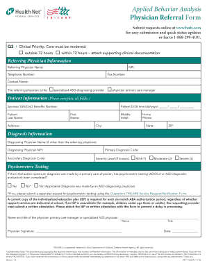 Fillable Online Applied Behavior Analysis Physician Referral Form ...