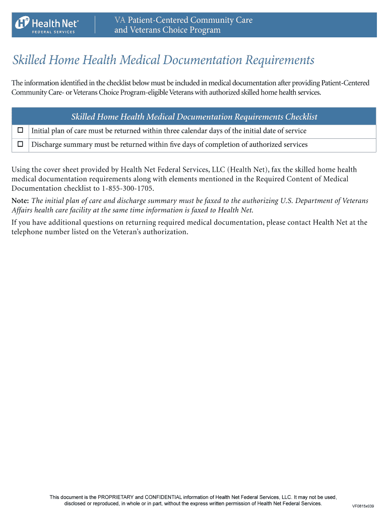 Fillable Online Skilled Home Health Medical Documentation Requirements ...