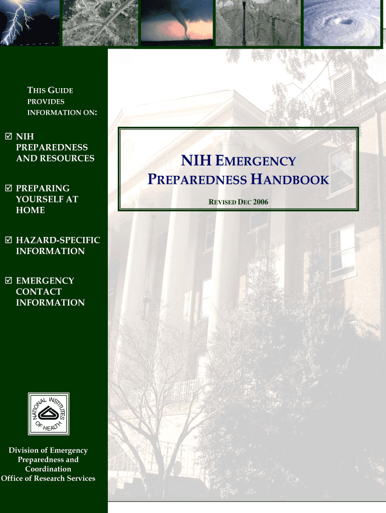 Fillable Online oacu od nih NIH PREPAREDNESS AND RESOURCES NIH E ...