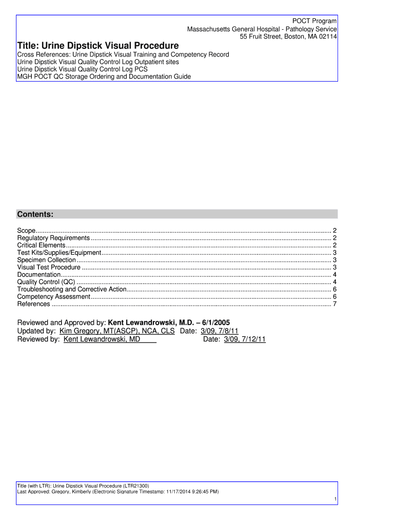 Fillable Online Title: Urine Dipstick Visual Procedure Fax Email Print ...