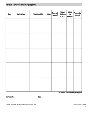 Fillable Online massgeneral HIV State Lab Confirmatory Testing Log ...